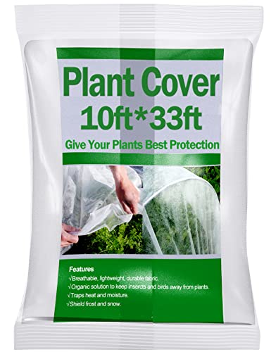 Plant Cover Freeze Protection 10FT x 33FT, Wohohoho 1.0oz/yd² Heavy Duty Plant Blanket, Frost Protection Down to -5°C/23°F, Anti-UV, Reusable Garden Floating Row Cover for Plants Vegetable Fruits