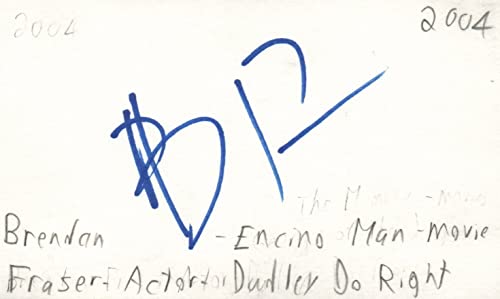 Brendan Fraser Actor Encino Man Movie TV Autographed Signed Index Card JSA COA