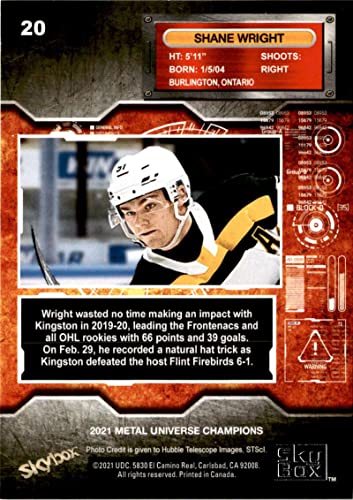 2021 Skybox Metal Universe Champions #20 Shane Wright RC Rookie Hockey