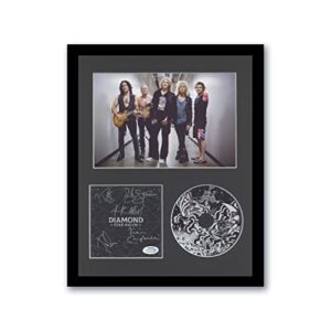 def leppard”diamond star halos” autograph signed framed 11×14 cd display d acoa