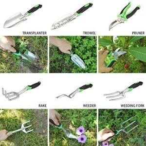 Glaric Gardening Tool Set 10 Pcs, Aluminum Garden Hand Tools Set Heavy Duty with Garden Gloves ,Trowel and Organizer Tote Bag ,Planting Tools ,Gardening Gifts for Women Men