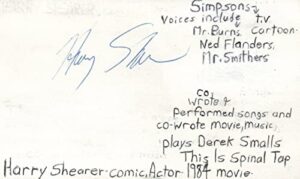 harry shearer actor comedian movie autographed signed index card jsa coa