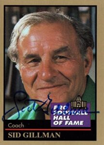 sid gillman coach signed football card with jsa coa