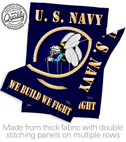 Breeze Decor Sea Bees House Flag Armed Forces Navy USN Seabee United State American Military Veteran Retire Official Decoration Banner Small Garden Yard Gift Double-Sided, 28" x 40", Made in USA