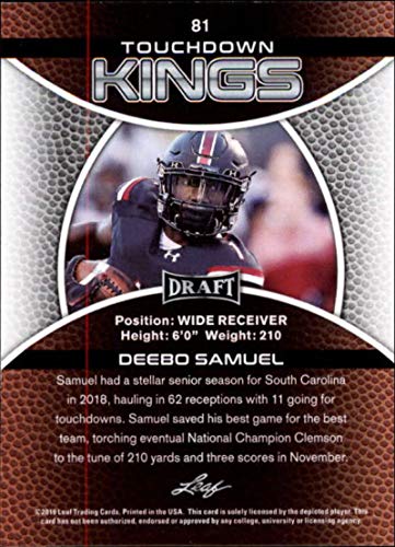 2019 Leaf Draft Football RC Rookie Card #81 Deebo Samuel Touchdown KingsSouth Carolina Gamecocks