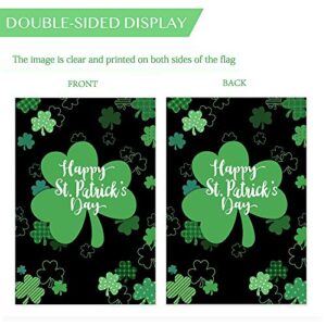 Happy St. Patrick's Day Garden Flag Vertical Double Sided Green Shamrock Garden Flag, St Patricks Day Holiday Yard Home Outdoor Decoration 12.5 x 18 Inch