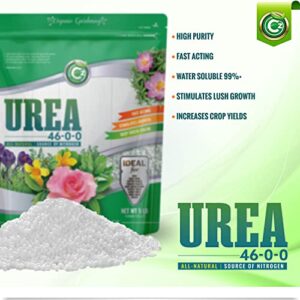 Urea Fertilizer 46-0-0 Made in USA Plant Food for Indoor/Outdoor Flowers & Organic Gardens - Promotes Lush Growth - Lettuce, Green Lawns, Fruit, Vegetables, Citrus Trees, Tie Dye Granules Prills 5LB