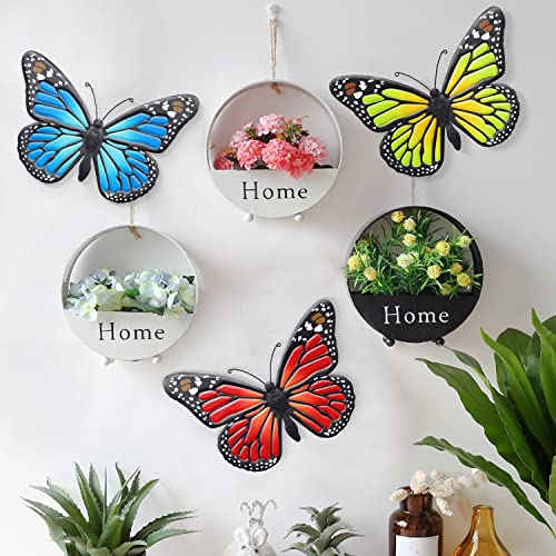 Daogtc Metal Butterfly Wall Art Decor-9.8 inches Butterfly Hanging Decoration for outdoor indoor, Decorate Home Garden Farmhouse Yard Patio Fence Living Room Bedroom(3Pcs)