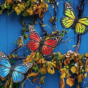 Daogtc Metal Butterfly Wall Art Decor-9.8 inches Butterfly Hanging Decoration for outdoor indoor, Decorate Home Garden Farmhouse Yard Patio Fence Living Room Bedroom(3Pcs)