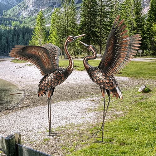 chisheen Garden Statue Outdoor Metal Heron Crane Yard Art Sculpture for Lawn Patio Backyard Decoration,46 inch (2-Pack)