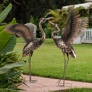 chisheen Garden Statue Outdoor Metal Heron Crane Yard Art Sculpture for Lawn Patio Backyard Decoration,46 inch (2-Pack)