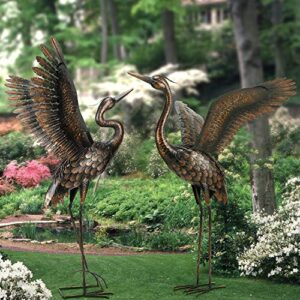 chisheen Garden Statue Outdoor Metal Heron Crane Yard Art Sculpture for Lawn Patio Backyard Decoration,46 inch (2-Pack)