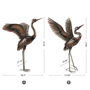 chisheen Garden Statue Outdoor Metal Heron Crane Yard Art Sculpture for Lawn Patio Backyard Decoration,46 inch (2-Pack)