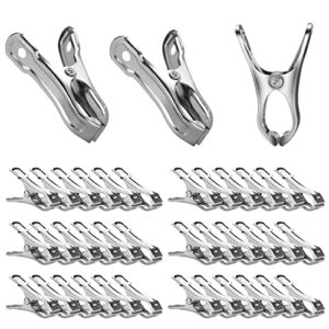 40 pcs garden clips, heavy duty stainless steel greenhouse clamps, greenhouse clips for netting, have a strong grip to hold down the shade cloth or plant cover on garden hoops or greenhouse hoops