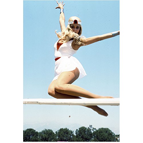 Lynda Carter 8 Inch x 10 Inch PHOTOGRAPH Wonder Woman (TV Series 1975 - 1979) Jumping Over Bar Pose 1 kn