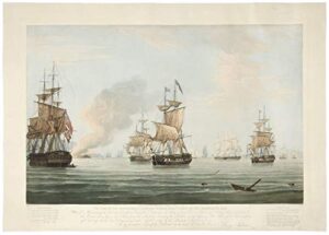 to the right honorable charles yorke, first lord of the admiralty, &c. &c. plate 2nd. representing the british line after wearing to renew the action, starboard division of the enemy passing under the amphion’s stern and raking her larboard division hawli