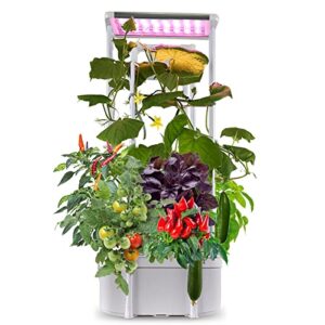 esuperegrow hydroponics growing system,smart hydroponic gardening system with led grow light,indoor garden hydroponic herb grow kit with climbing trellis for short tomato,basil,pepper,cucumber