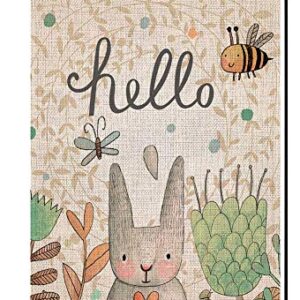 BLKWHT Hello Easter Bunny Garden Flag Vertical Double Sided 12.5 x 18 Inch Spring Rabbit Yard Decor