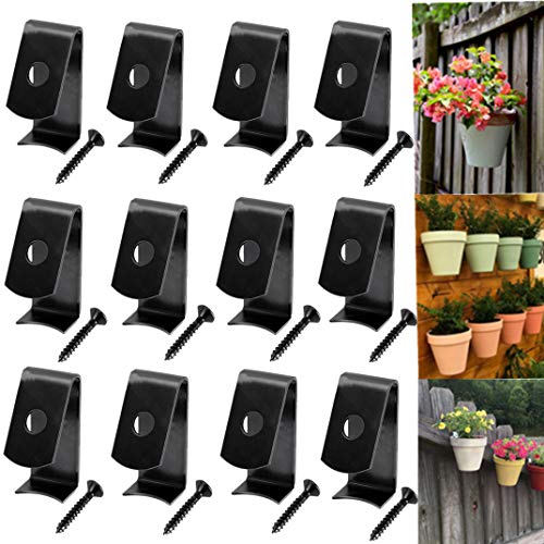 Yiautao Flower Pot Clips - Holds 5" to 8" Standard Terra Cotta Clay Flower Pot (12, Black)