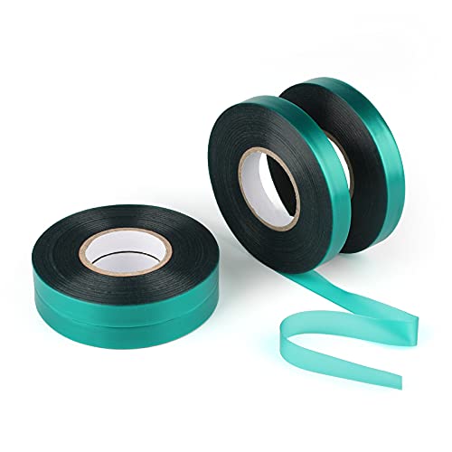 KINGLAKE GARDEN Stretch Tie Tape Roll-4 Rolls Total 600 Feet 1/2" Green Garden Tape,Plant Ribbons Plant Garden Tie for Branches, Climbing Planters, Flowers