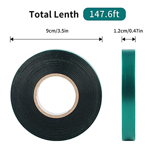 KINGLAKE GARDEN Stretch Tie Tape Roll-4 Rolls Total 600 Feet 1/2" Green Garden Tape,Plant Ribbons Plant Garden Tie for Branches, Climbing Planters, Flowers