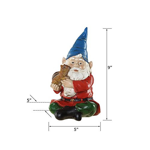 Garden Gnome Statue Decor Outdoor Resin Statues,Spirit Carried A Squirrel Ornaments for Outdoor Garden Patio Lawn Decor