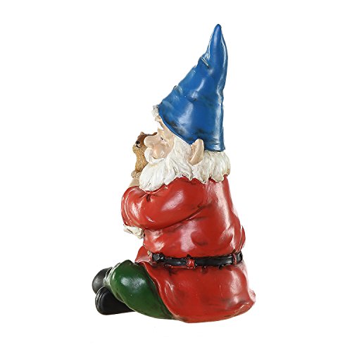 Garden Gnome Statue Decor Outdoor Resin Statues,Spirit Carried A Squirrel Ornaments for Outdoor Garden Patio Lawn Decor