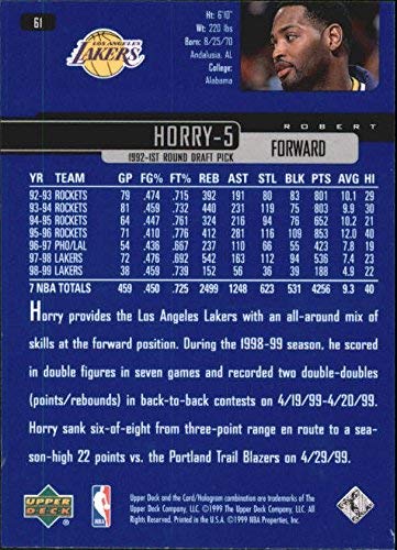 1999-00 Upper Deck #61 Robert Horry NBA Basketball Trading Card