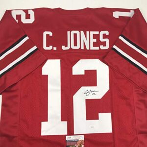 autographed/signed cardale jones ohio state red college football jersey jsa coa