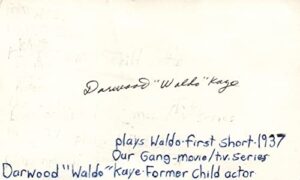 darwood waldo kaye child actor signed 3×5 index card with jsa coa