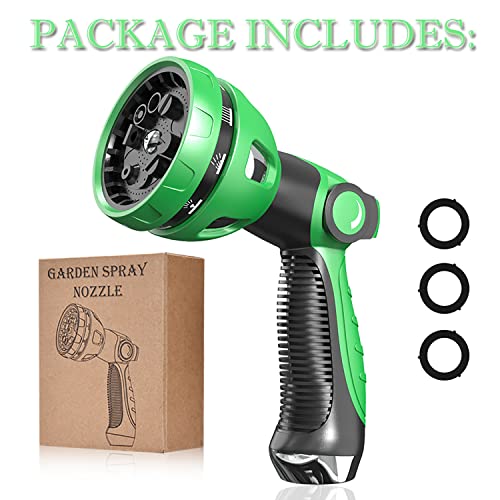 Garden Hose Nozzle - 10 Adjustable Patterns Metal High Pressure Hose Nozzle, Garden Hose Spray Nozzle with Thumb Control Design, Hose Sprayer for Garden & Lawns Watering, Cleaning, Pets & Car Washing