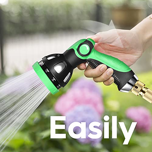 Garden Hose Nozzle - 10 Adjustable Patterns Metal High Pressure Hose Nozzle, Garden Hose Spray Nozzle with Thumb Control Design, Hose Sprayer for Garden & Lawns Watering, Cleaning, Pets & Car Washing