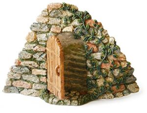 door in stone wall moss and vines miniature fairy garden resin figurine