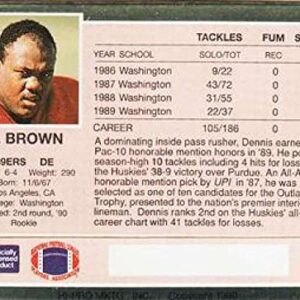 1990 Action Packed Rookie Update #21 Dennis Brown RC Rookie Card San Francisco 49ers Official NFL Football Trading Card in Raw (NM or Better) Condition