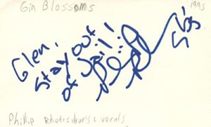 phillip rhodes drums vocals gin blossoms rock band signed index card jsa coa