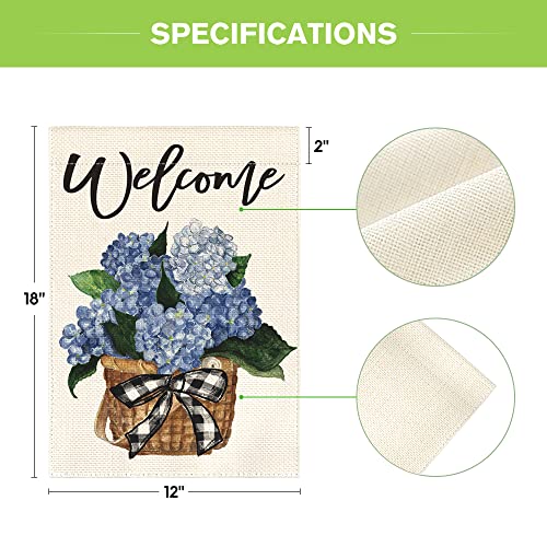 AVOIN colorlife Hydrangea Spring Summer Garden Flag 12x18 Inch Double Sided Outside, Floral Welcome Yard Outdoor Flag