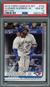 vladimir guerrero jr 2019 topps complete set batting rookie card #700 psa 10