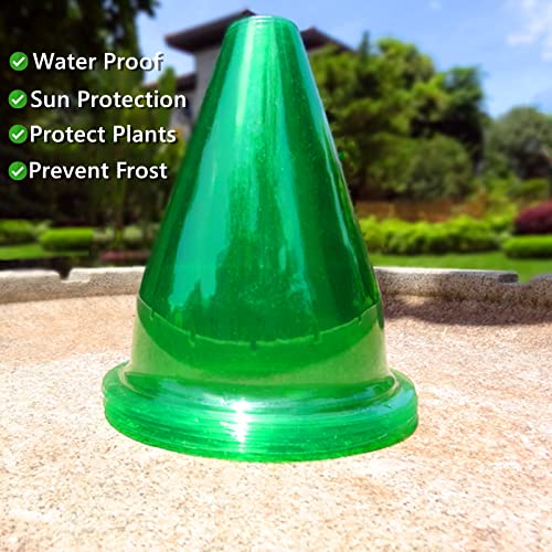 【24 Pack】 Garden Cloches for Plants, Multifunctional Plant Cover Plant Protectors Transparent Bell Jar Cloches Protection Plants from Birds, Slugs, Frost, Freeze Weather, 7.8" D x 9.4" H, Green