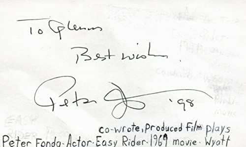 Peter Fonda Actor Producer Wyatt in Easy Rider Movie Signed Index Card JSA COA