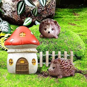 bezalel fairy garden accessories miniatures fairy house fairy garden kit for kids includes fairy house mini hedgehog fairy garden fence, fairy garden kit for plant pots patio bonsai terrariums decor