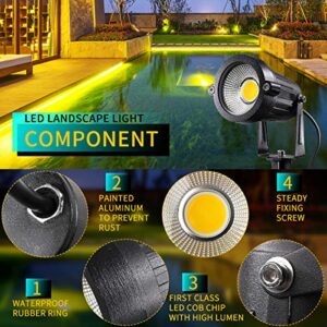 LEACOCO LED Landscape Lights,5W 120V AC Outdoor Pathway Garden Yard Spotlight,IP65 Waterproof Garden Flood Light,Outdoor Spotlight with Stake,UL Cord 5-ft with Plug (Pack of 2, Warm White)