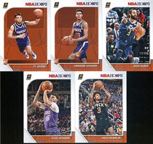 2019-20 panini nba hoops phoenix suns team set of 9 cards: devin booker(#149), deandre ayton(#150), mikal bridges(#153), tyler johnson(#155), kelly oubre jr.(#156), ricky rubio(#189), cameron johnson(#208), ty jerome(#219), charles barkley(#281)