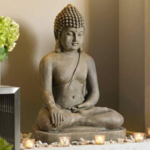 john timberland zen buddha outdoor statue 29 1/2″ high floor sitting weathered for yard garden lawn