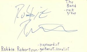 robbie robertson guitar keyboard vocals the band music signed index card jsa coa