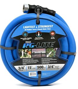 ag-lite bsal3415 3/4″ x 15′ hot/cold water rubber garden hose, 100% rubber, ultra-light, super strong, 500 psi, -50f to 190f degrees, high strength polyester braided