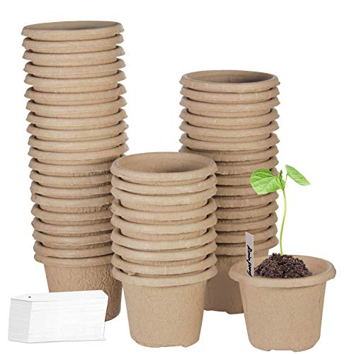 ZOUTOG Seed Starter Trays, 4 Inch Round Biodegradable Peat Pots, for Your Garden, Greenhouse or Nursery, 60 Packs, Bonus 60 Plant Labels