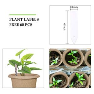 ZOUTOG Seed Starter Trays, 4 Inch Round Biodegradable Peat Pots, for Your Garden, Greenhouse or Nursery, 60 Packs, Bonus 60 Plant Labels