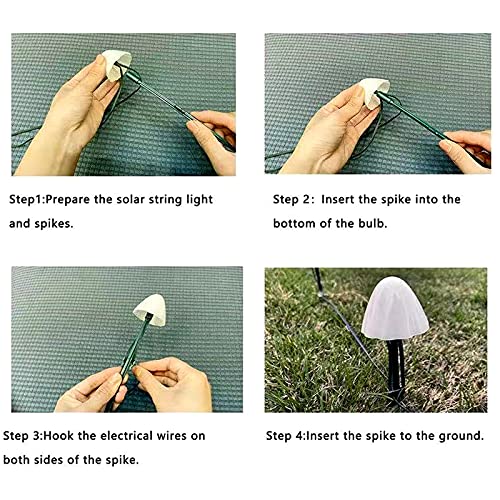 Raising Witt Solar Mushroom Fairy String Lights 20Led Outdoor Waterproof 16Feet 8Modes Solar Powered In Ground Lights Decoration for Garden Patio Yard Landscape Lawn Path Wedding Party Christmas(warm)