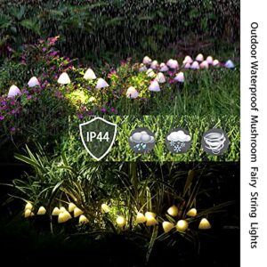 Raising Witt Solar Mushroom Fairy String Lights 20Led Outdoor Waterproof 16Feet 8Modes Solar Powered In Ground Lights Decoration for Garden Patio Yard Landscape Lawn Path Wedding Party Christmas(warm)