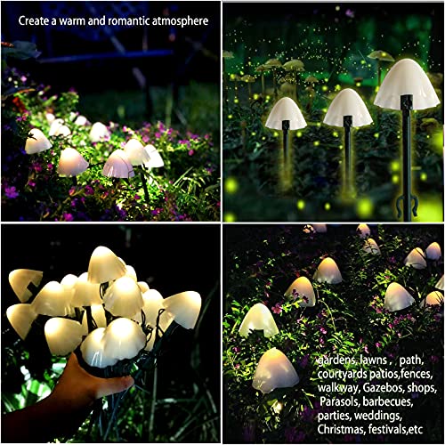 Raising Witt Solar Mushroom Fairy String Lights 20Led Outdoor Waterproof 16Feet 8Modes Solar Powered In Ground Lights Decoration for Garden Patio Yard Landscape Lawn Path Wedding Party Christmas(warm)